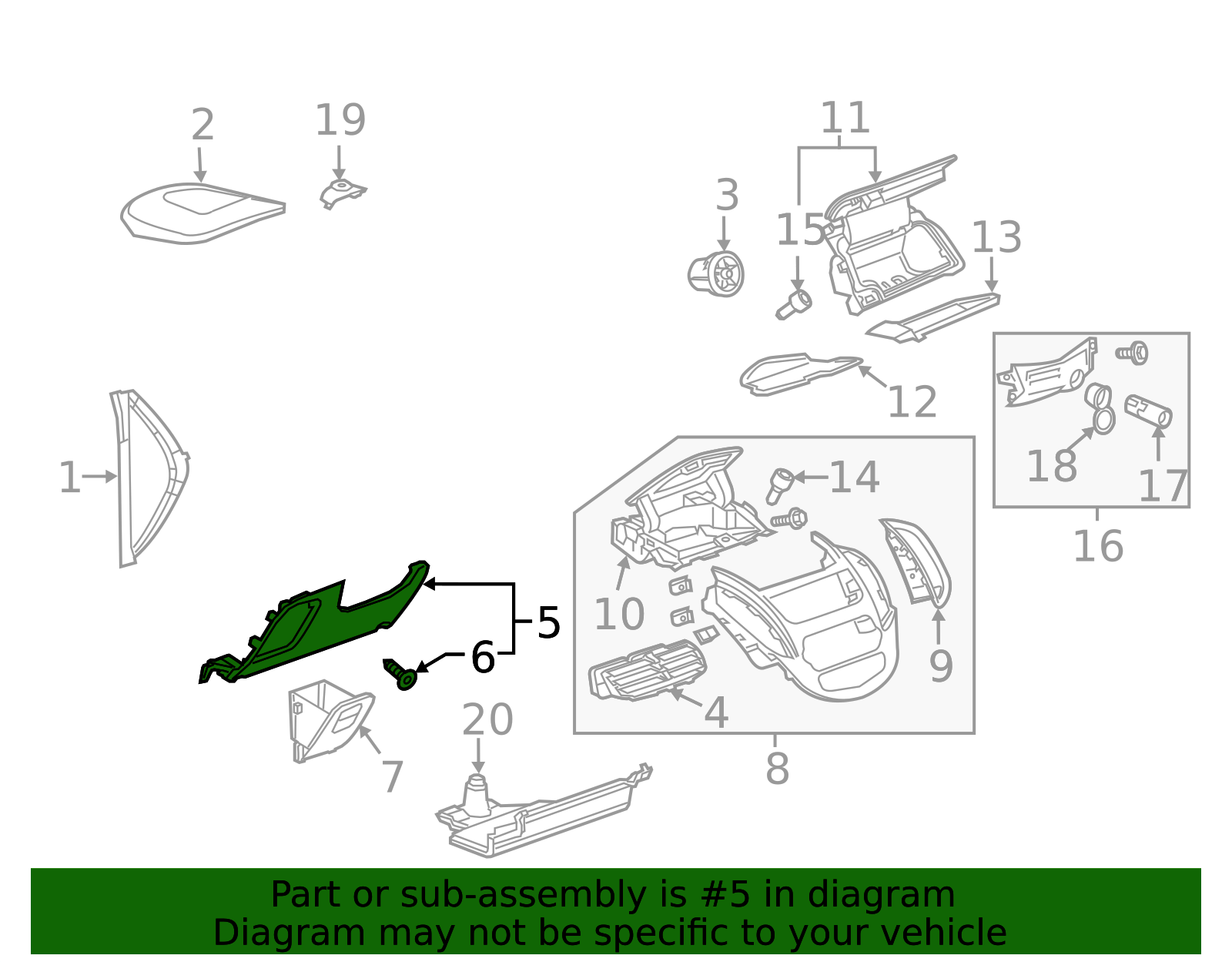 2015-2016 Chevrolet Trax Jet Black Instrument Panel Knee Bolster ...