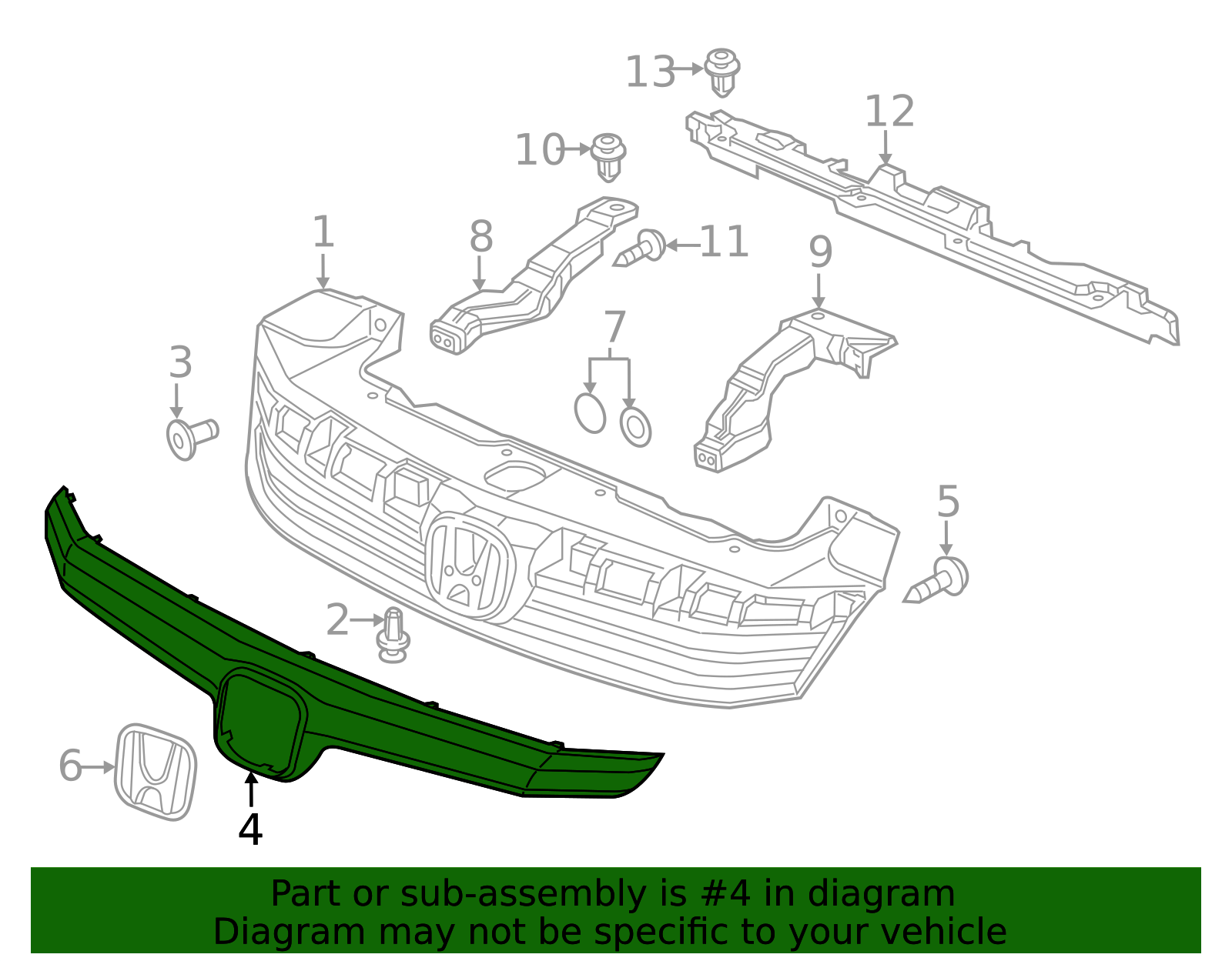 OEM 2012 Honda Civic Molding 71122-TR0-A01 | Honda Automotive Parts