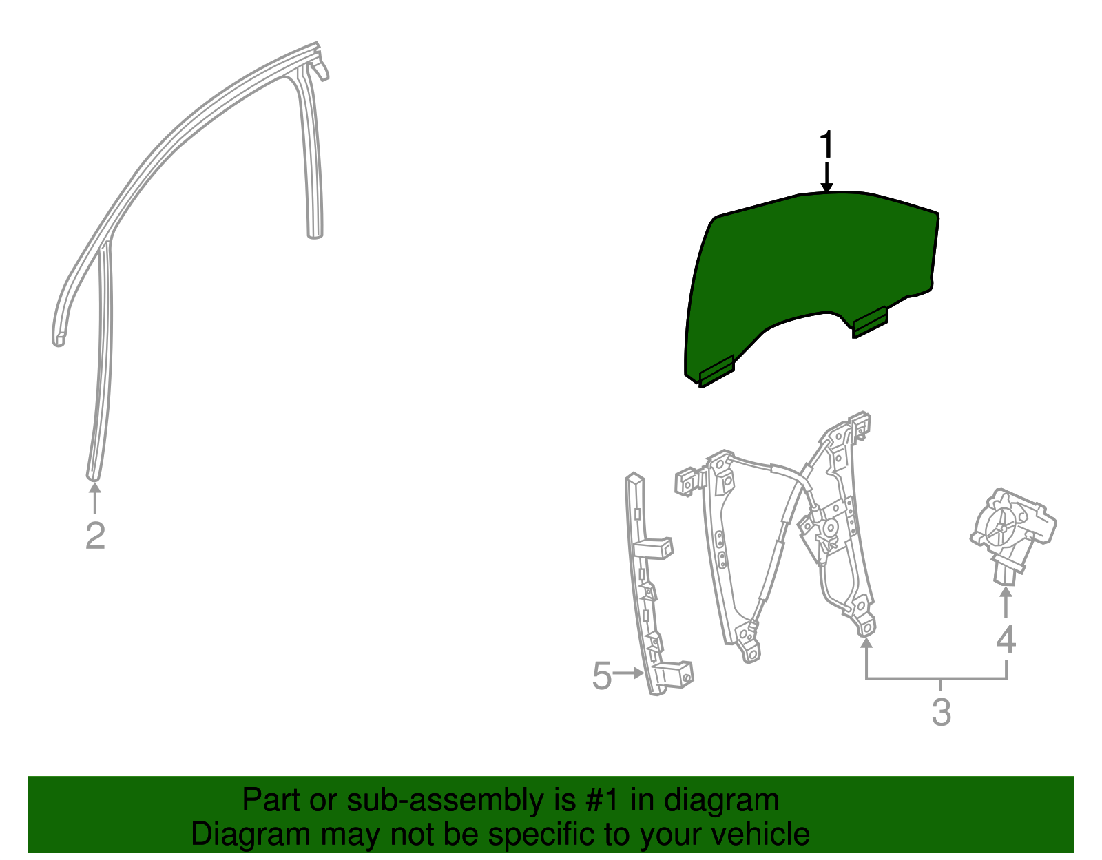 2018-2024 Chevrolet Passenger Side Door Glass 84635349 GM ...