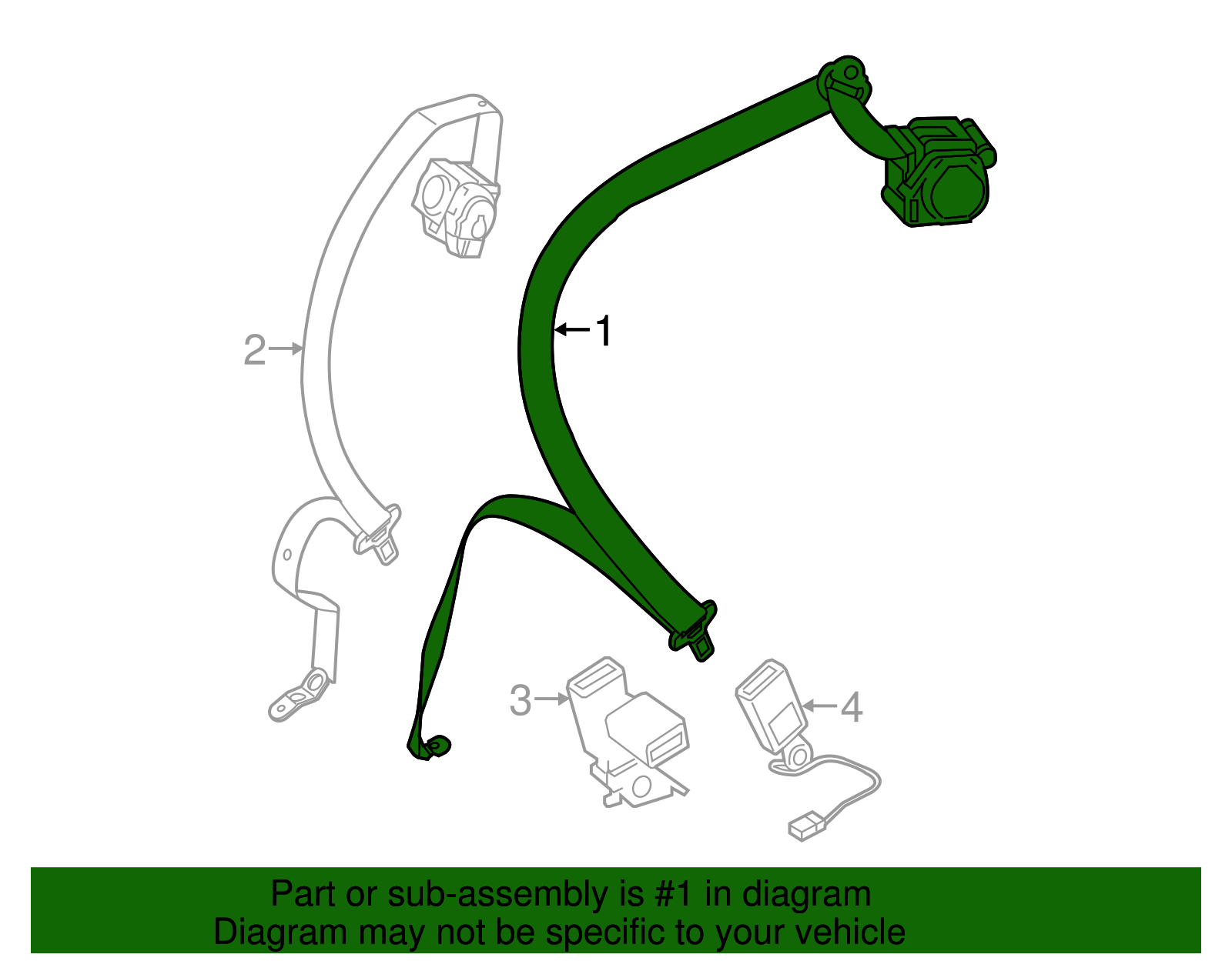 117-860-06-85-9C94 - Outer Belt Assembly 2014-2019 Mercedes-Benz ...