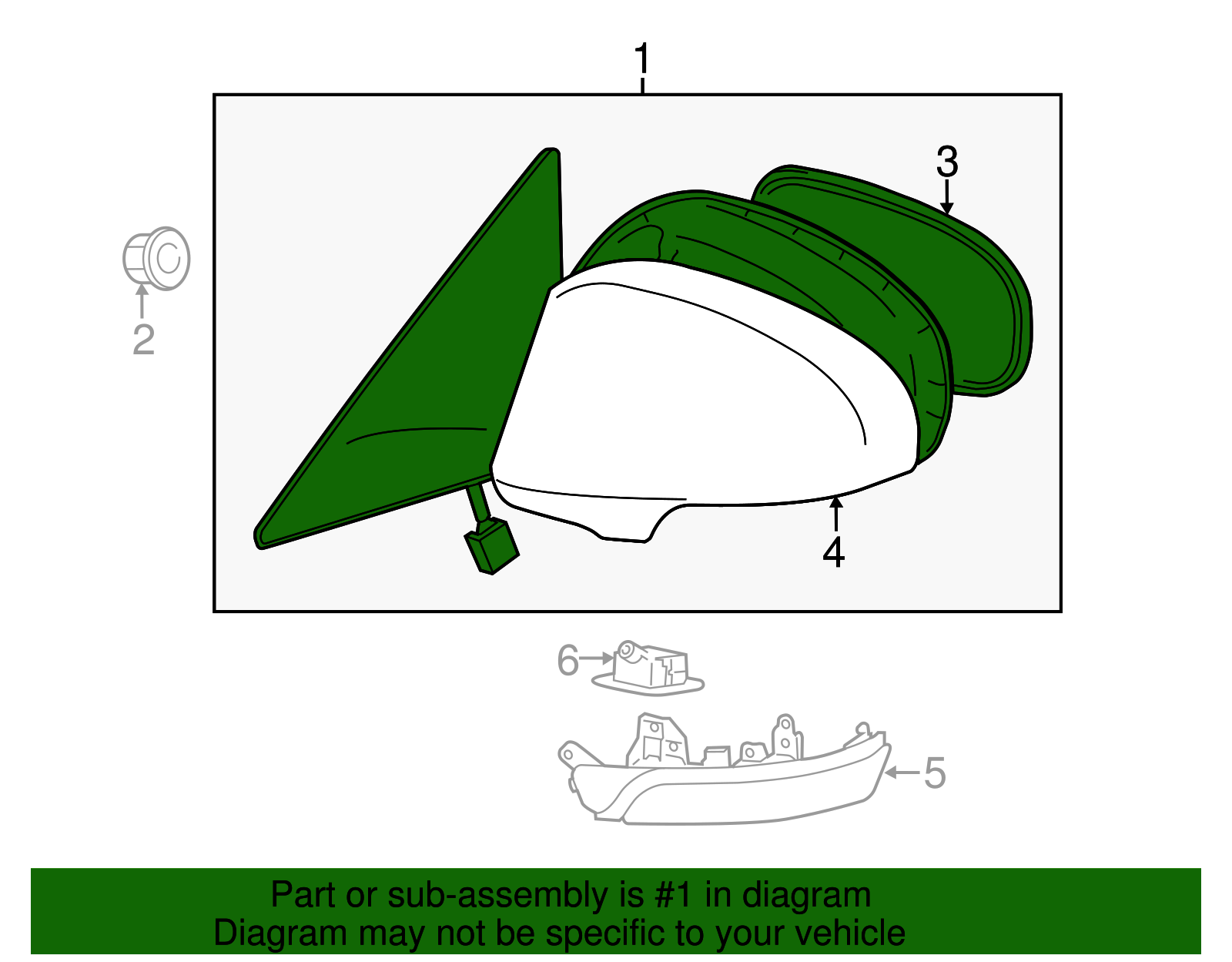 2011-2012 Toyota Avalon Mirror Assembly - Black - Right - PASSENGER ...