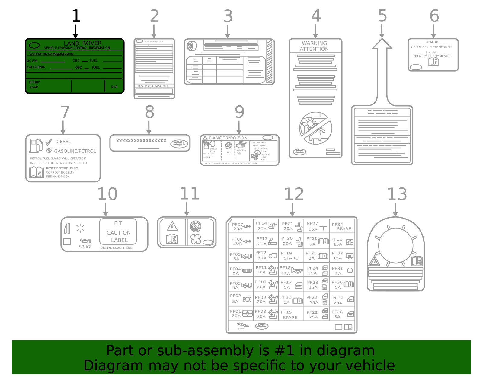 Genuine Emission Label for 2020 Land Rover Range Rover Velar | Land ...