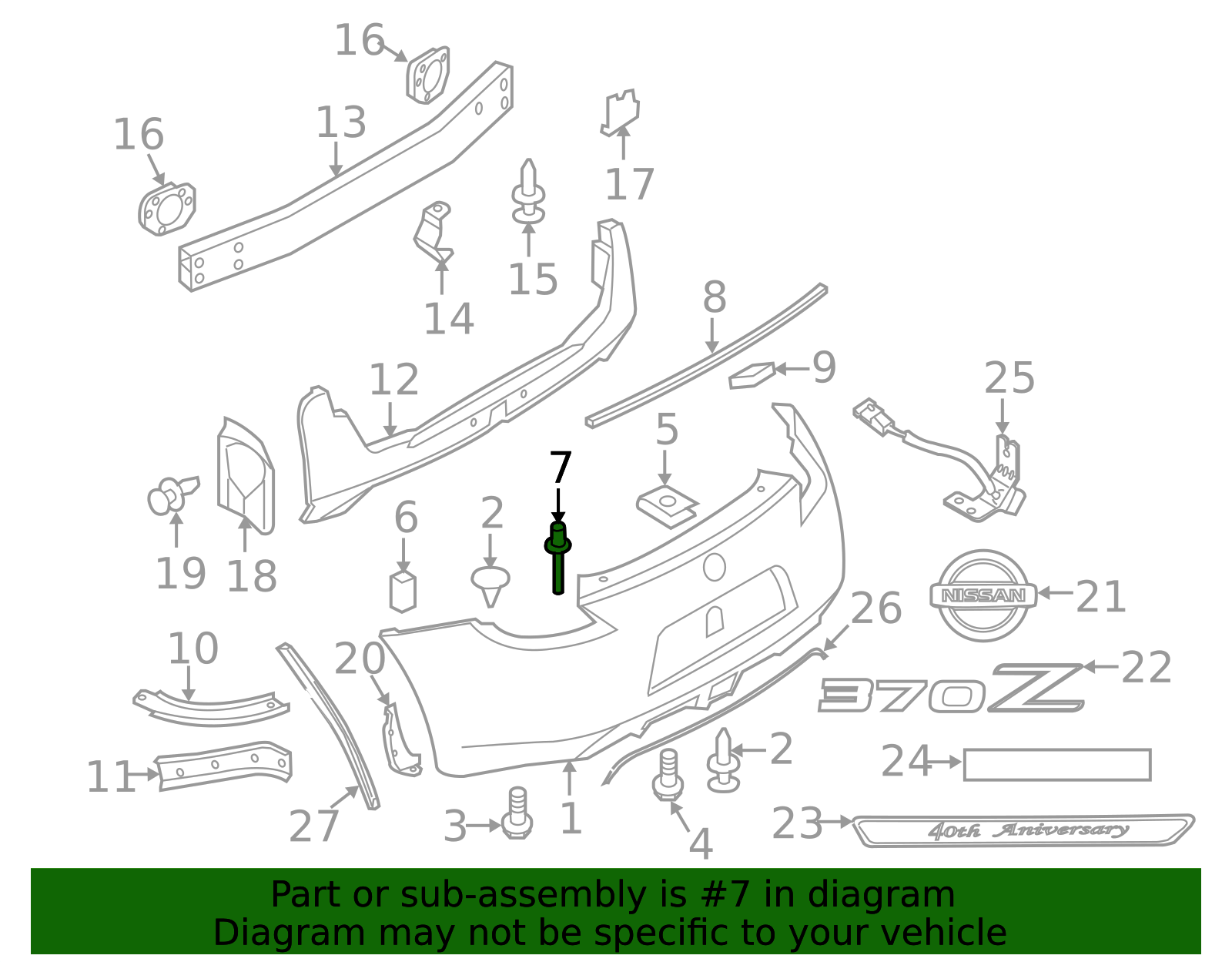 2003-2025 Nissan Side Bracket Rivet 68399-AD000 | Nissan Parts Plus