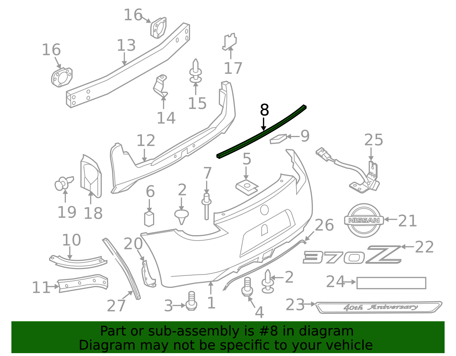 2003-2020 Nissan 2003-2020 Nissan - Bumper Cover Spacer 85094-CD000 ...