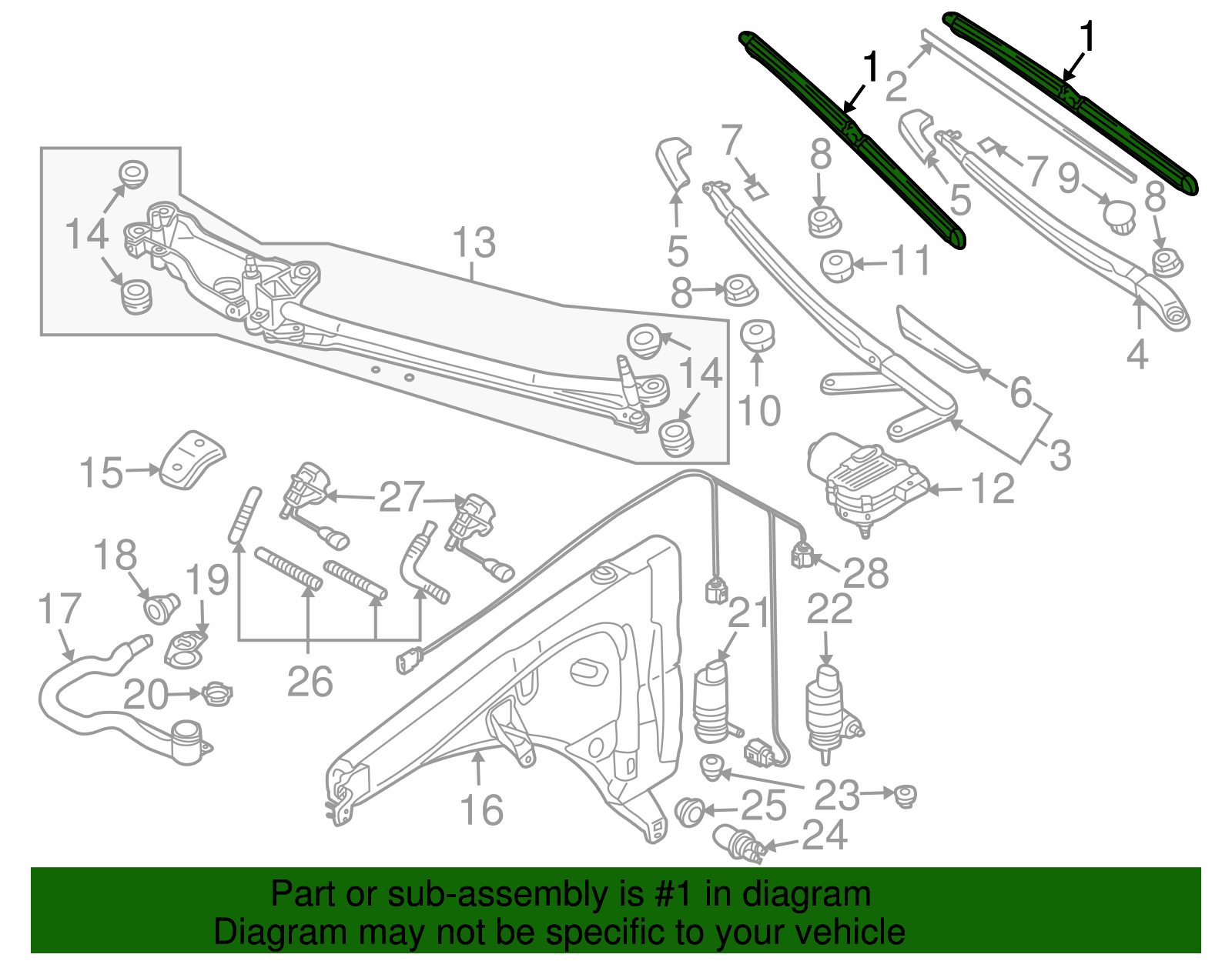 7L6-955-425-E - Wiper Blade 2008-2010 Volkswagen Touareg | Wolfsburg ...