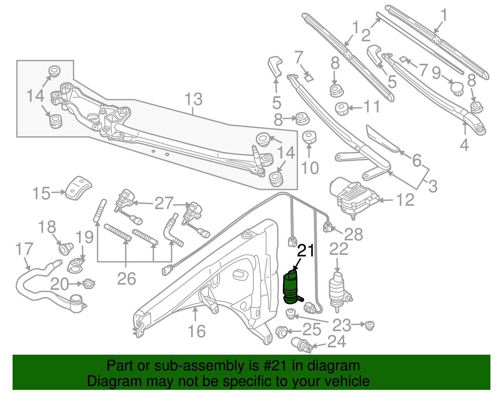 1990-2017 Volkswagen Washer Pump 3B7-955-681 | VW Direct Auto Parts