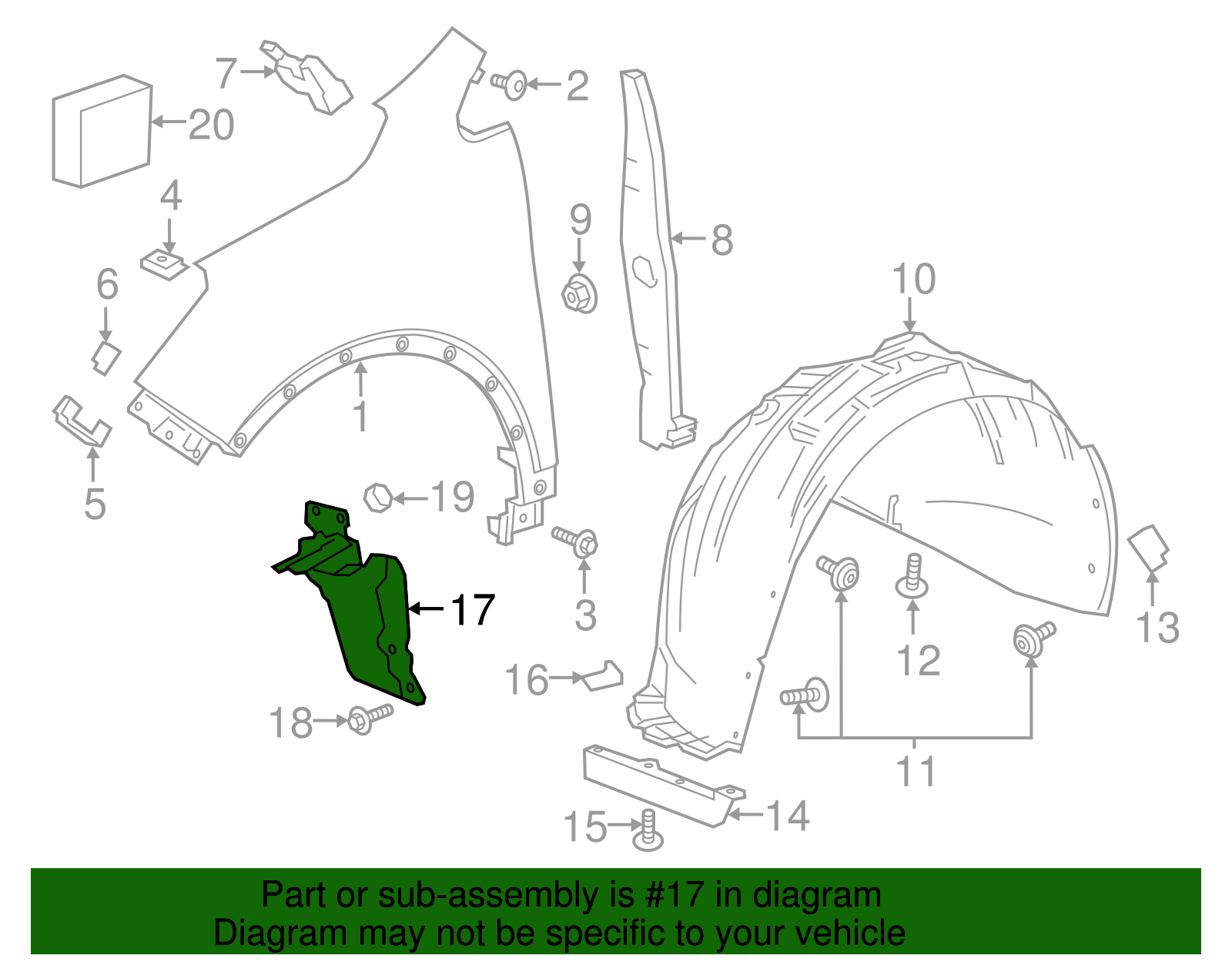 2016-2020 Buick Envision Front Wheelhouse Splash Shield with Retainers ...