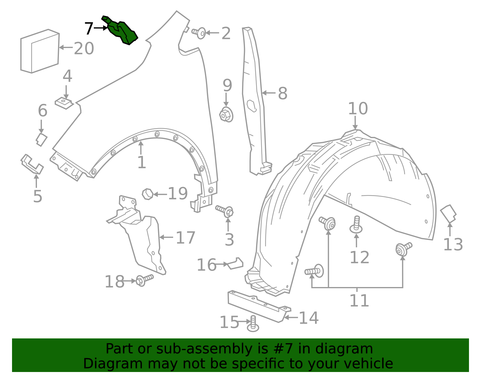 2016-2020 Buick Envision Passenger Side Fender Seal 23241126 GM ...