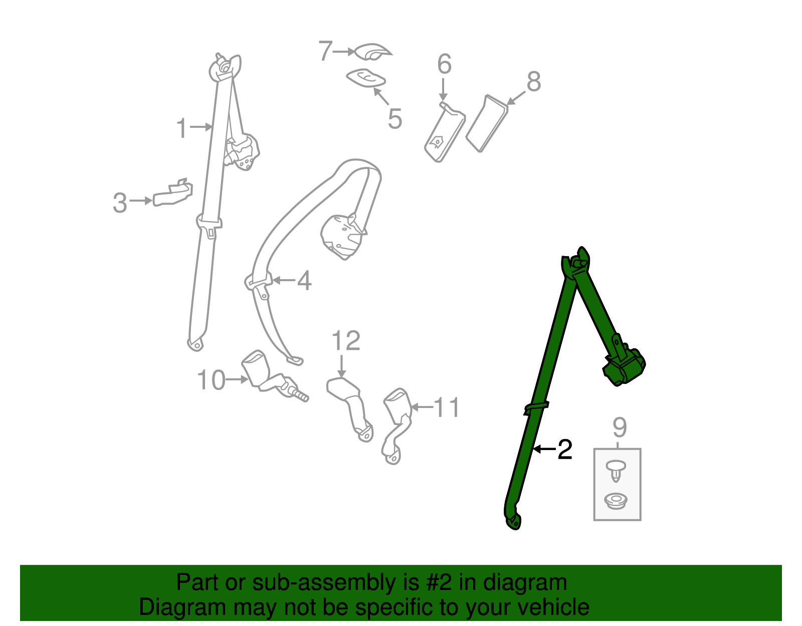 2014-2019 Toyota Highlander Lap & Shoulder Belt 73370-0E070-B0 | Toyota ...