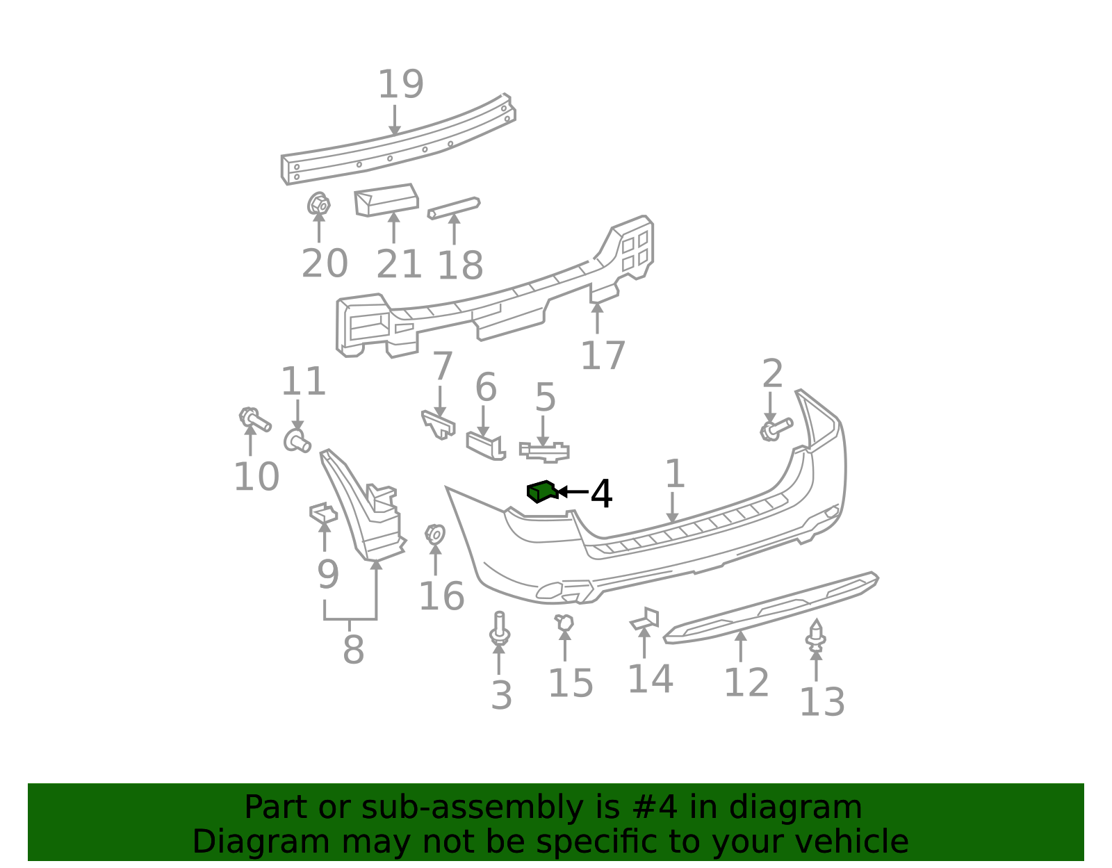 52154-48010 - Bumper Cover Side Support - 2008-2010 Toyota Highlander ...