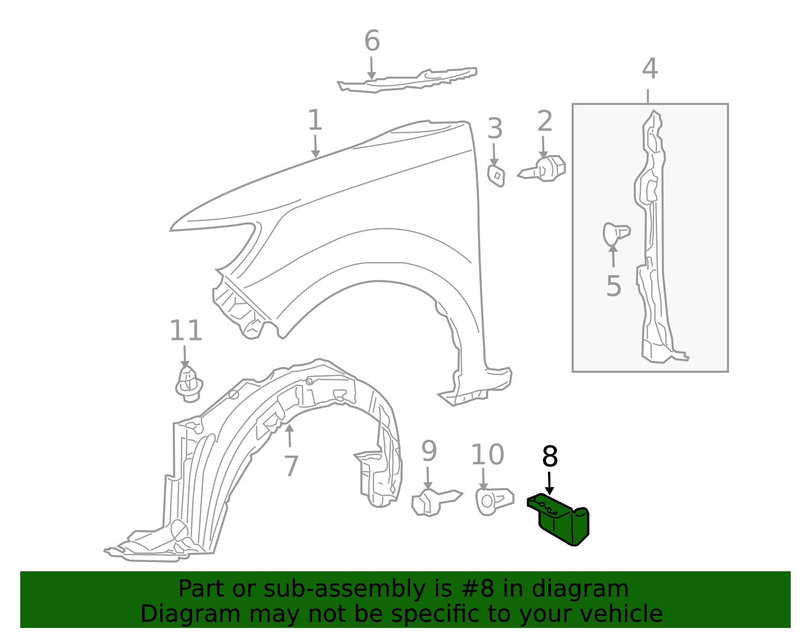 53852-12120 - Fender Liner Pad 2008-2015 Scion xB | Toyota San Diego Parts