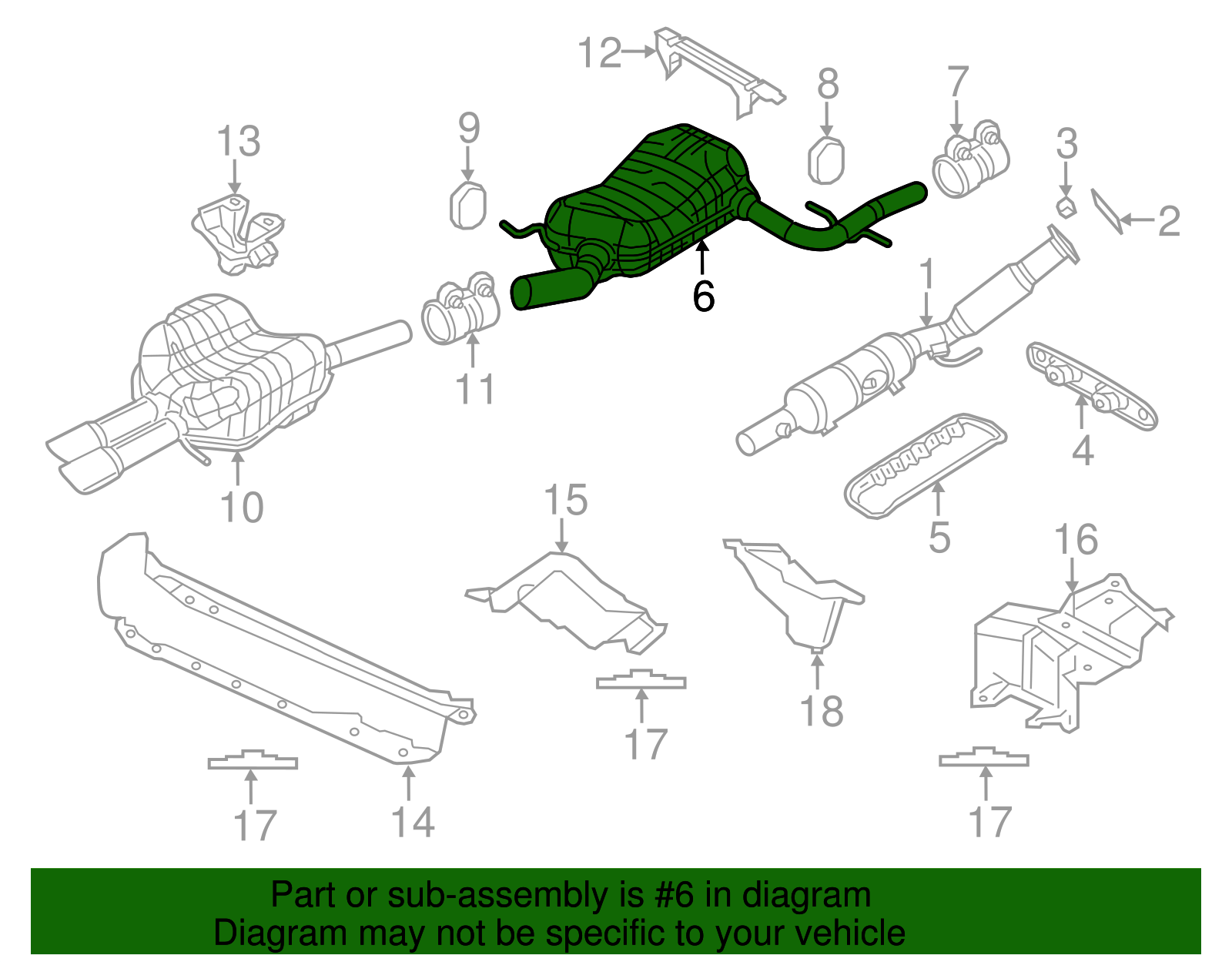 2011-2015 Volkswagen Jetta Exhaust Muffler 5C6-253-609-C | VW Direct ...