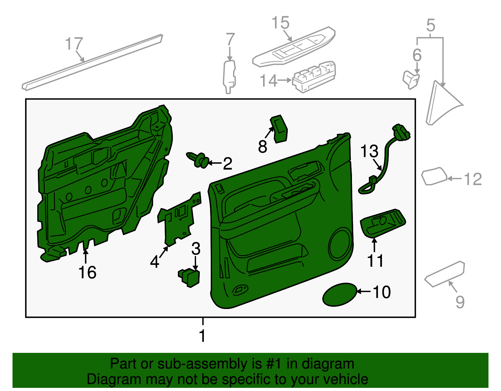 2010-2014 GM Door Trim Panel (Replaces Part Number 22818496) 84127285 ...