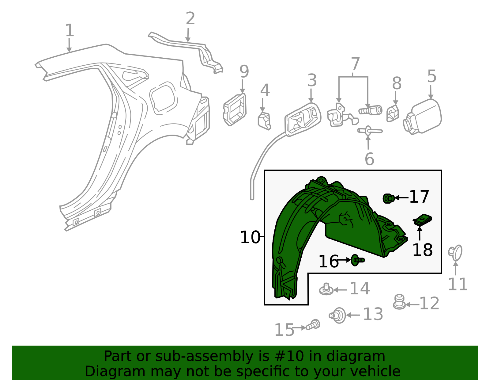 74552-TGH-A01 - Fender R Rear (Inner) - 2017-2020 Honda Civic | Genuine ...