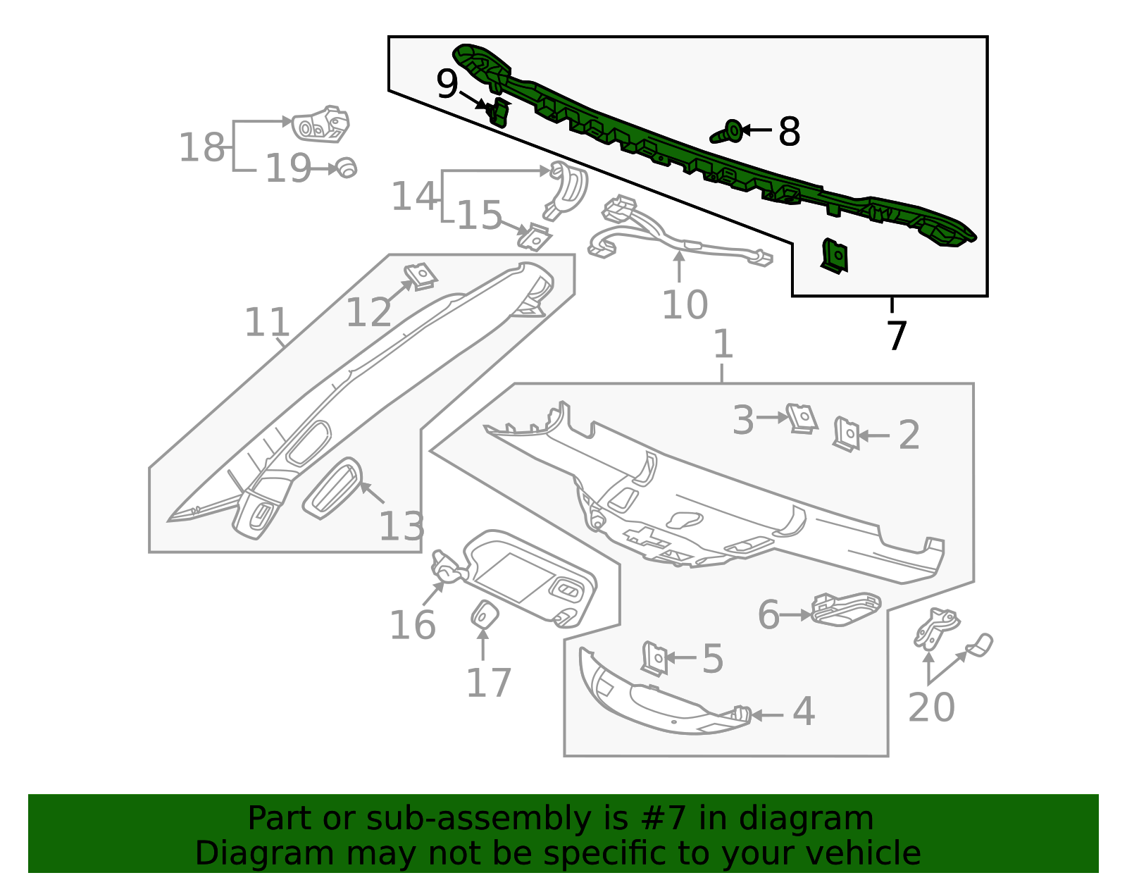 2014-2019 Chevrolet Corvette Jet Black Roof Front Header Garnish ...