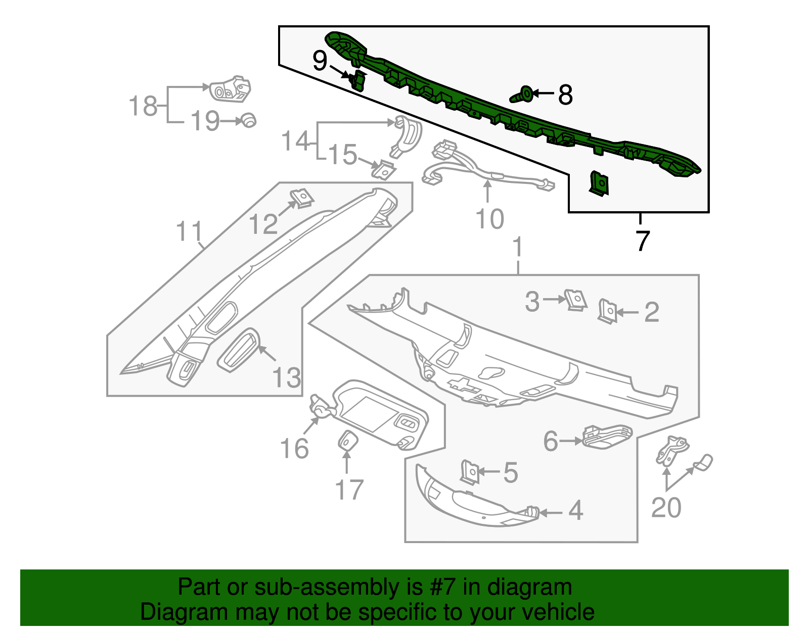 2014-2019 Chevrolet Corvette Jet Black Roof Front Header Garnish ...