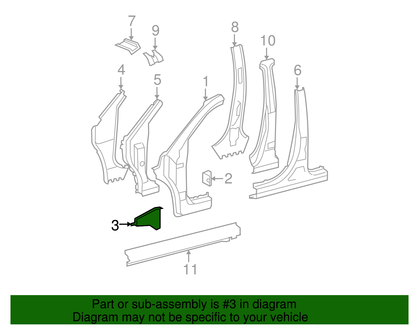 2010-2013 Toyota Highlander Body A-Pillar Reinforcement Bracket 61103 ...