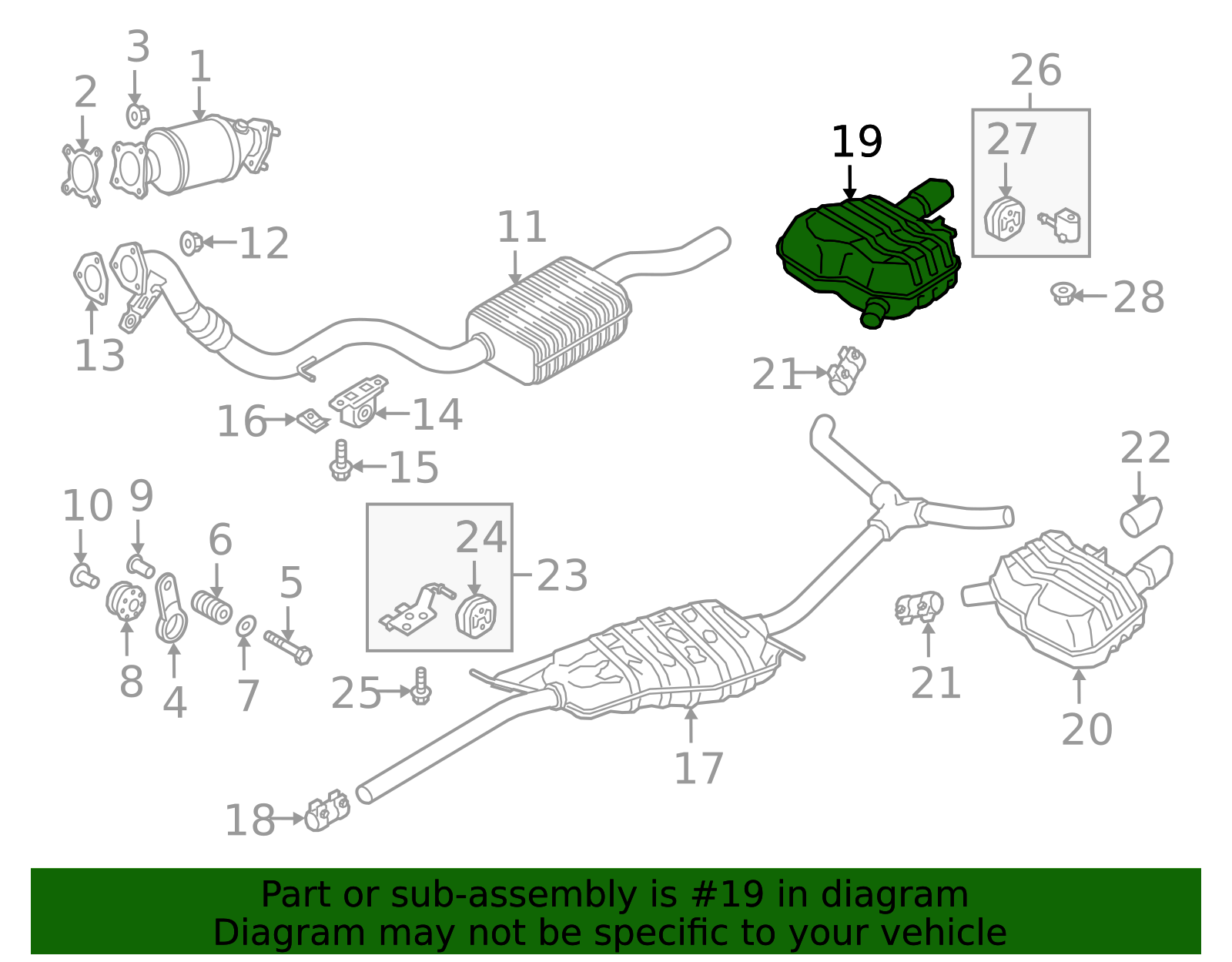 8W7-253-610 - Genuine Audi Exhaust Muffler 8W7253610 OEM Audi OEM Parts