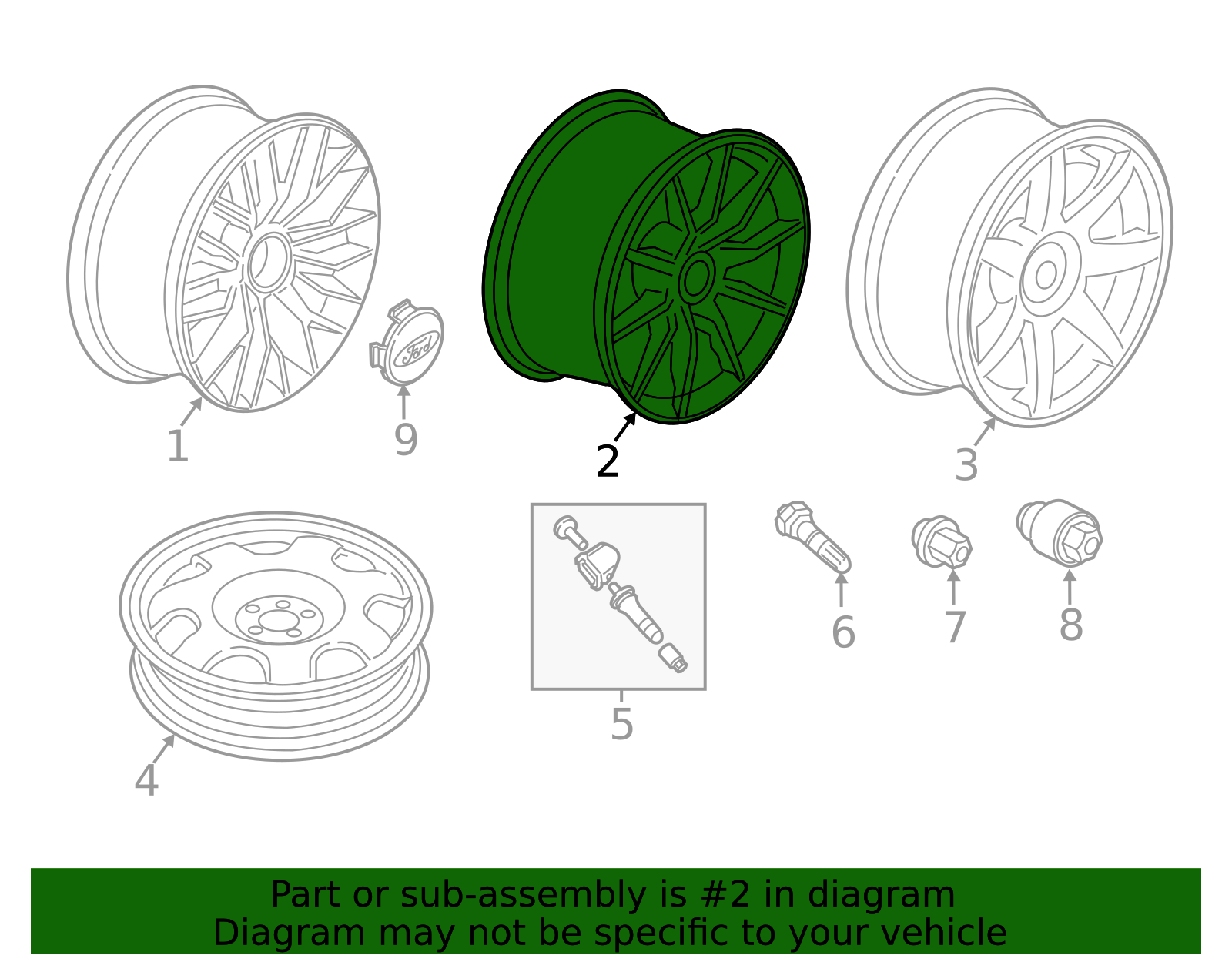 Genuine OEM Ford Part - Wheel, Alloy FR3Z-1007-P | Genuine OEM Ford ...