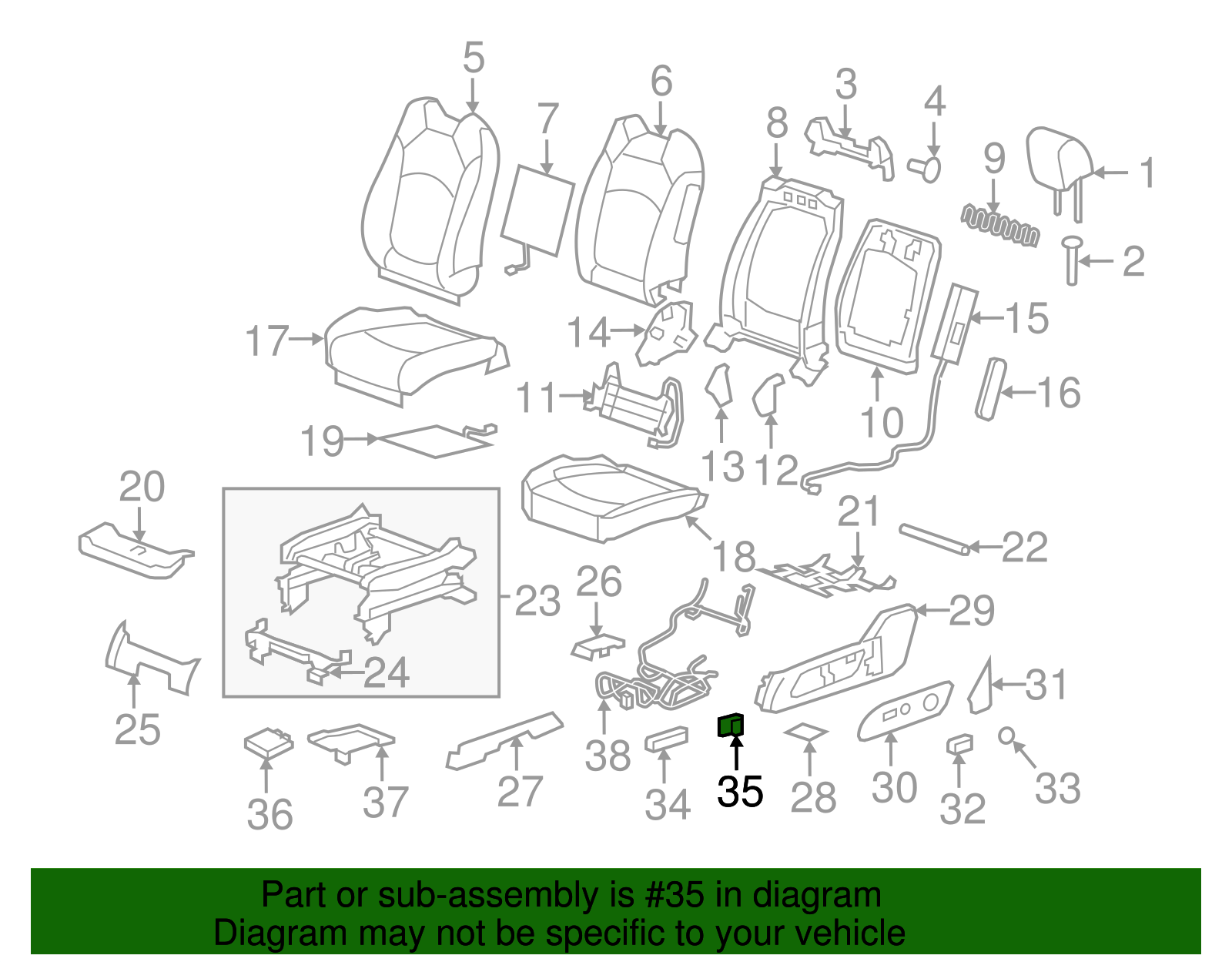 2015-2017 Buick Enclave Lumbar Switch - Driver's Side (LH) 22891900 ...