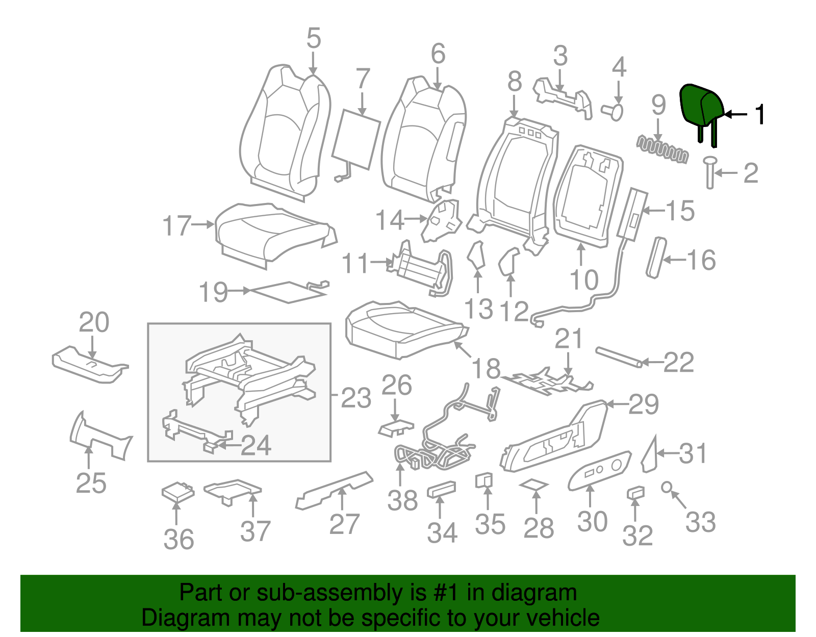 2015-2017 Buick Enclave Choccachino Front Seat Head Restraint 23433509 ...