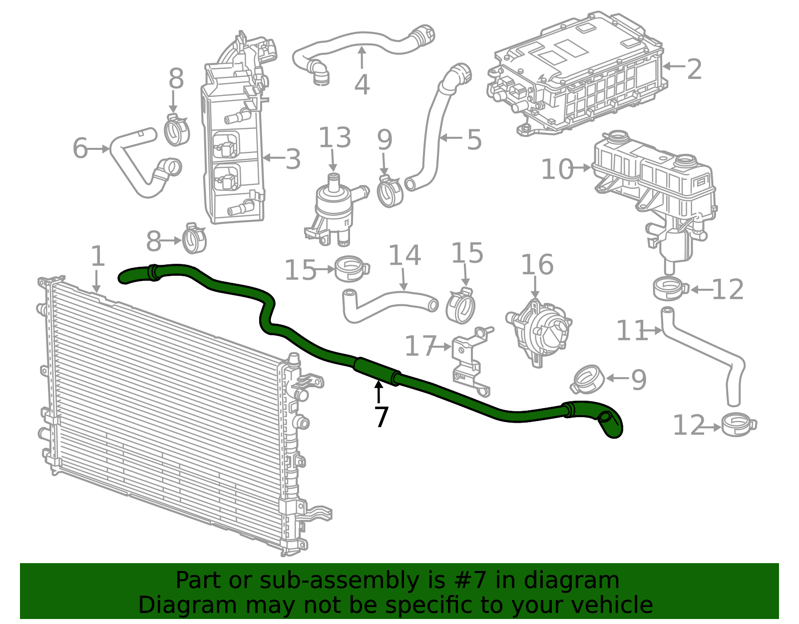 22997917 - Generator Control Module Coolant Radiator Hose 2014-2015 ...