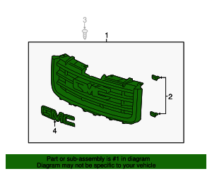 2007-2013 GMC Sierra 1500 Black Front Grille 22761793 GM ...