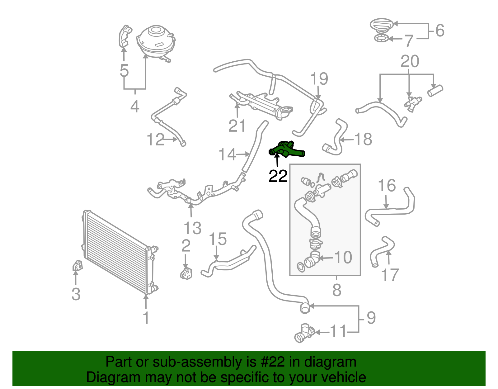 038-121-132-C - Engine Coolant Outlet Flange 1998-2005 Volkswagen ...