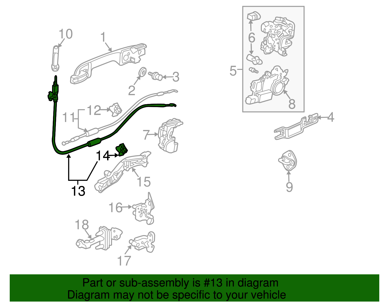 72631-SDC-A02 - 2003-2007 Honda Accord - Cable R Rear Inside Handle ...