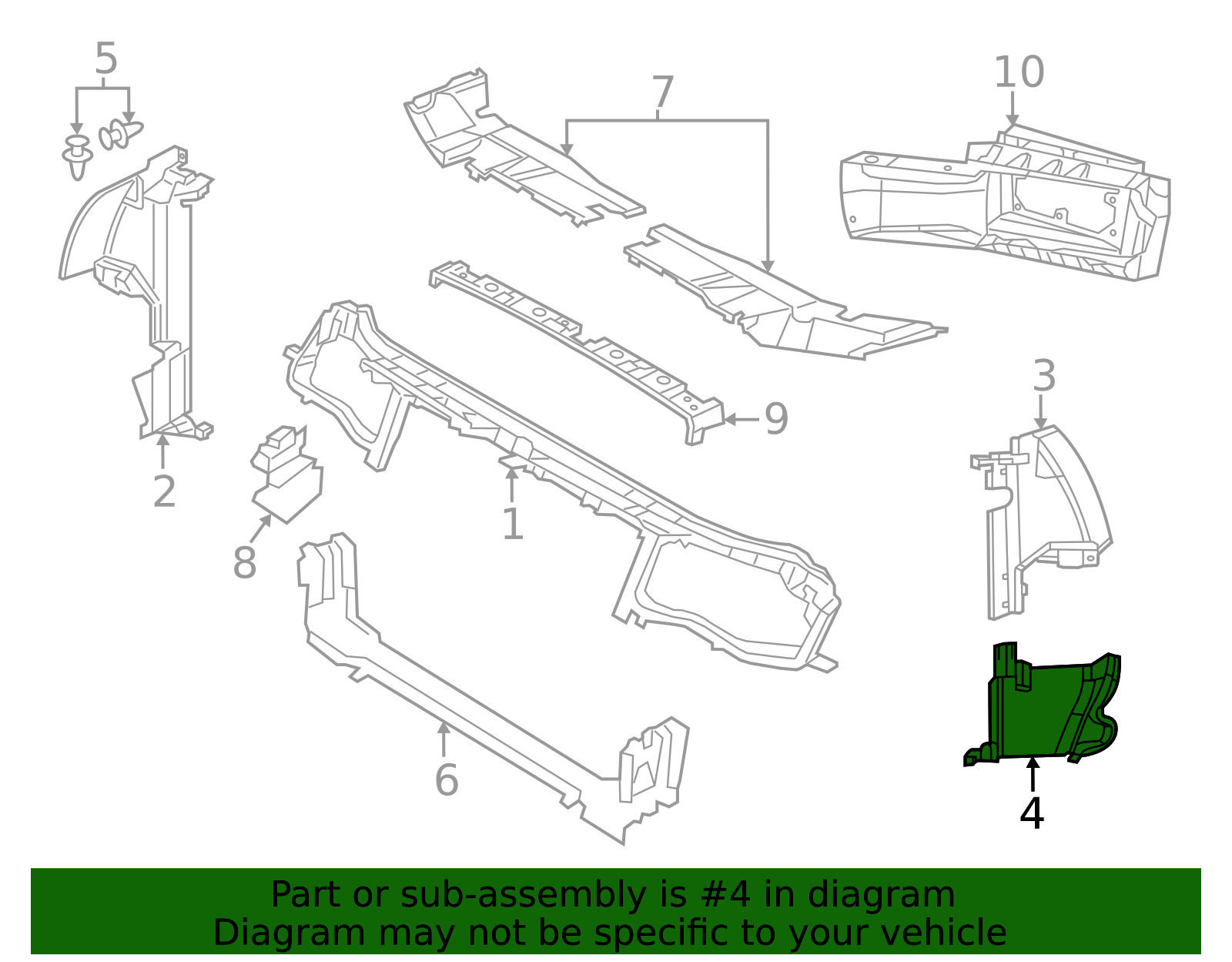 68202657AB - Radiator Side Air Seal Left - 2015-2021 Dodge Charger ...