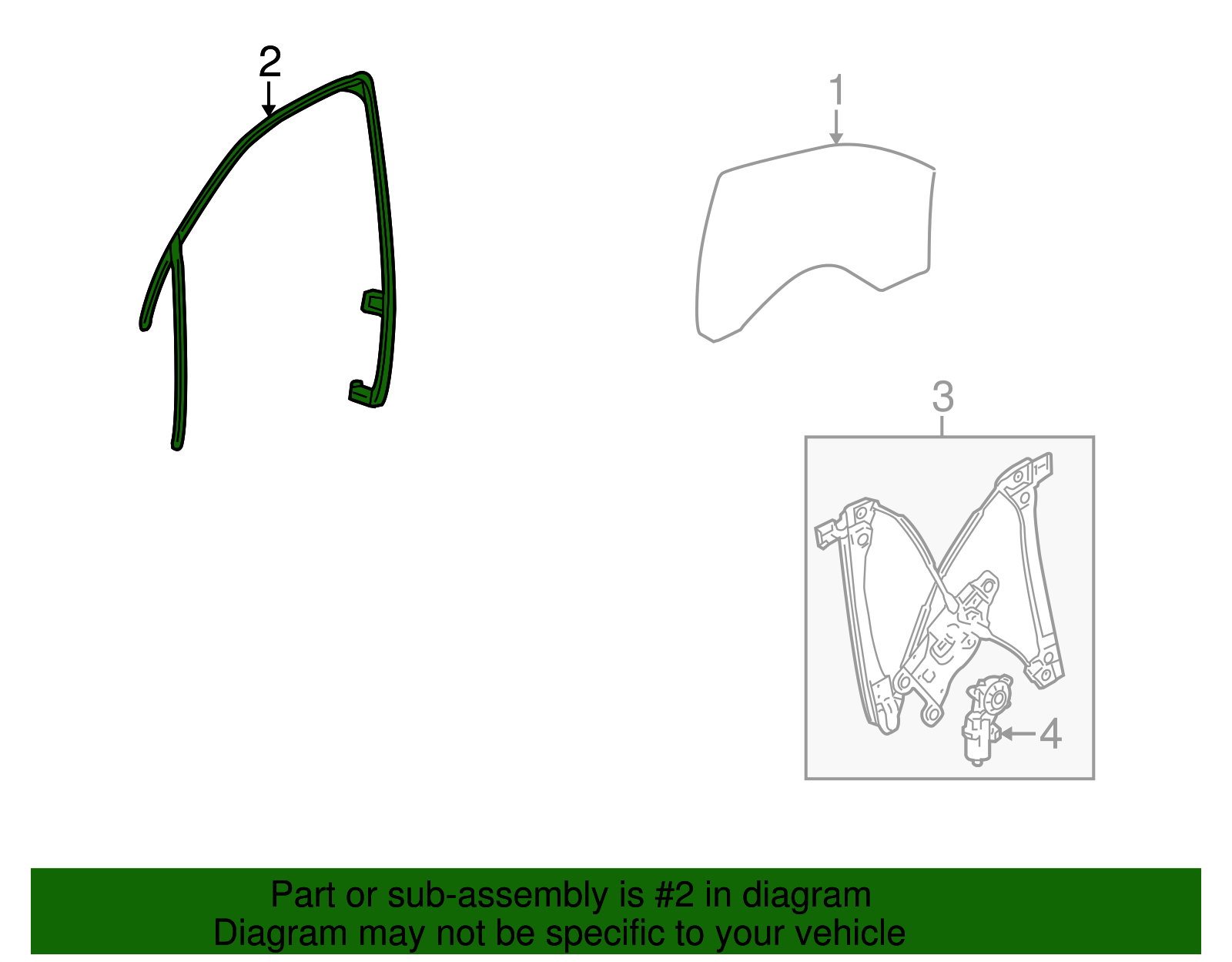 2010-2017 GM Driver Side Front Door Window Weatherstrip 23418124 GM ...