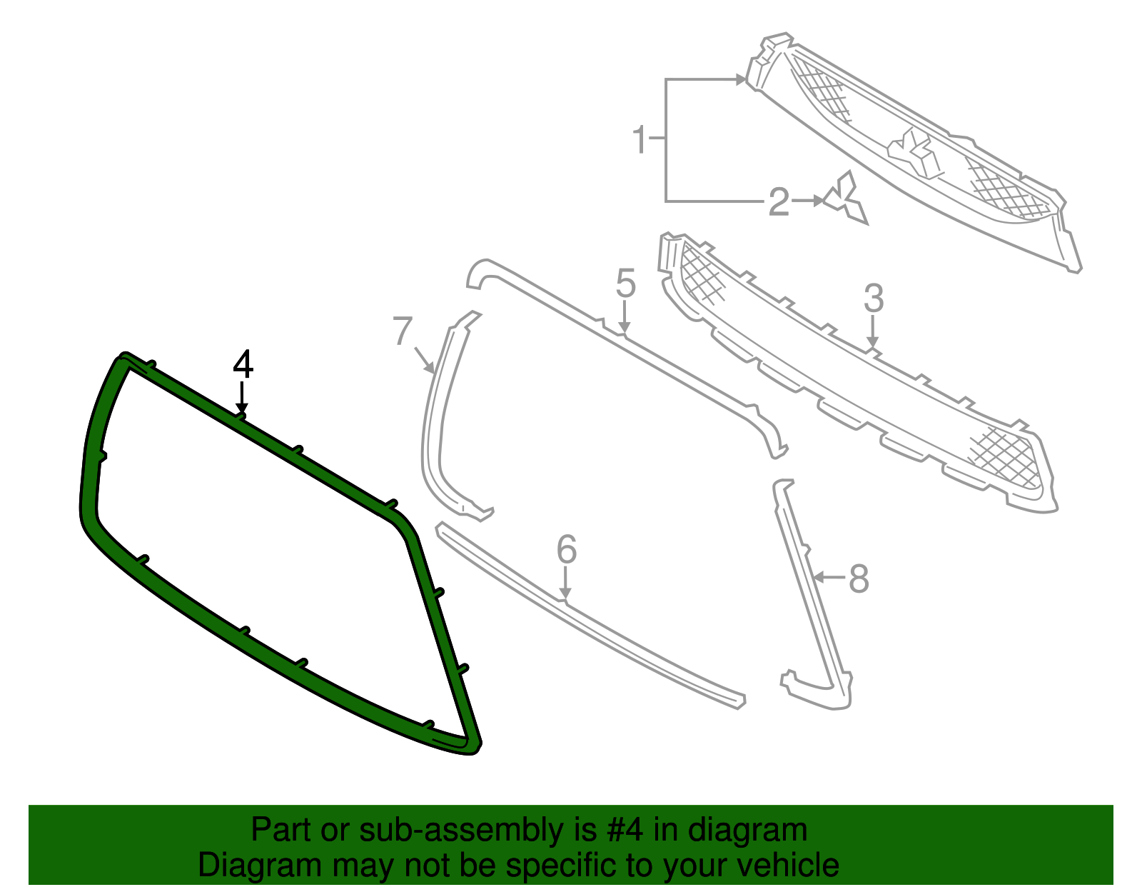 2013-2015 Mitsubishi Outlander Sport Grille Surround 6402A276 ...