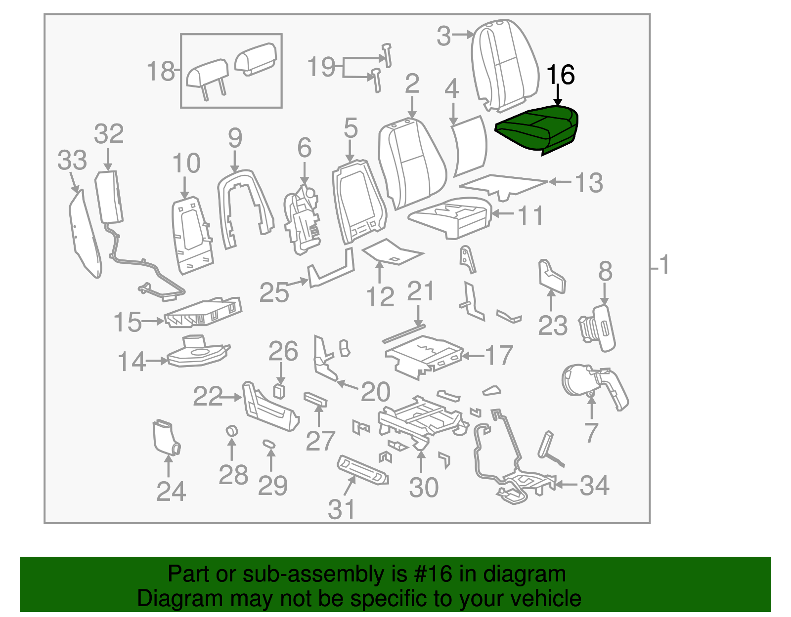 2007-2014 GM Seat Cover 20779859 | Courtesy Parts