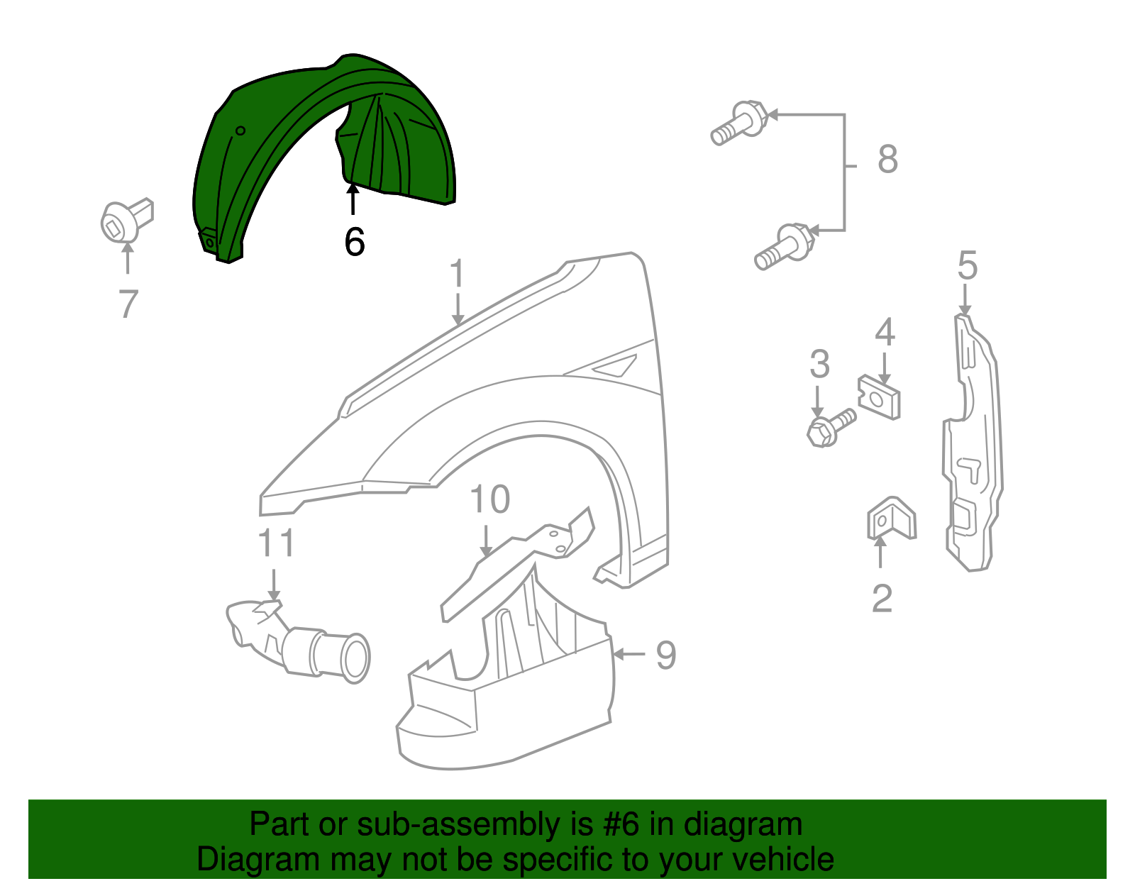 2000-2007 Ford Focus | Fender Liner | 5S4Z-16102-AA | Walls' Ford Parts