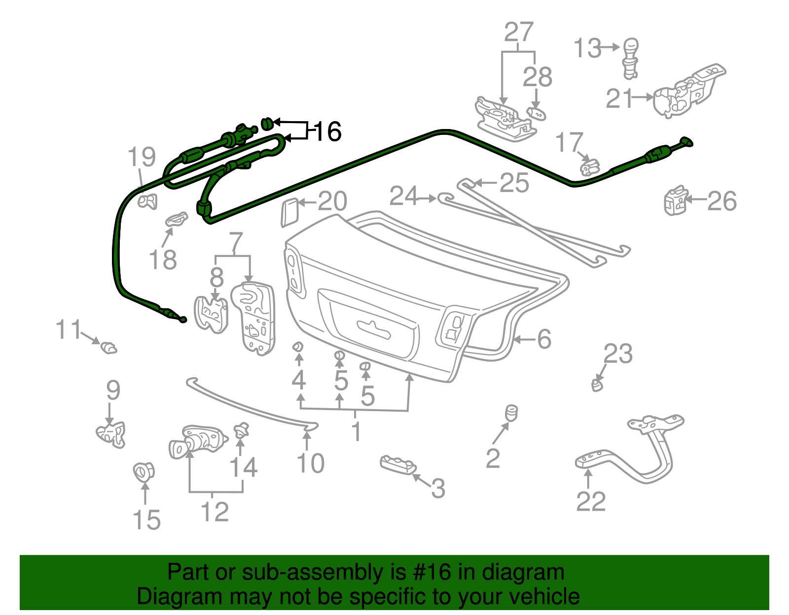 74880-S5A-305 - Release Cable 2001-2005 Honda Civic | Honda Parts Online