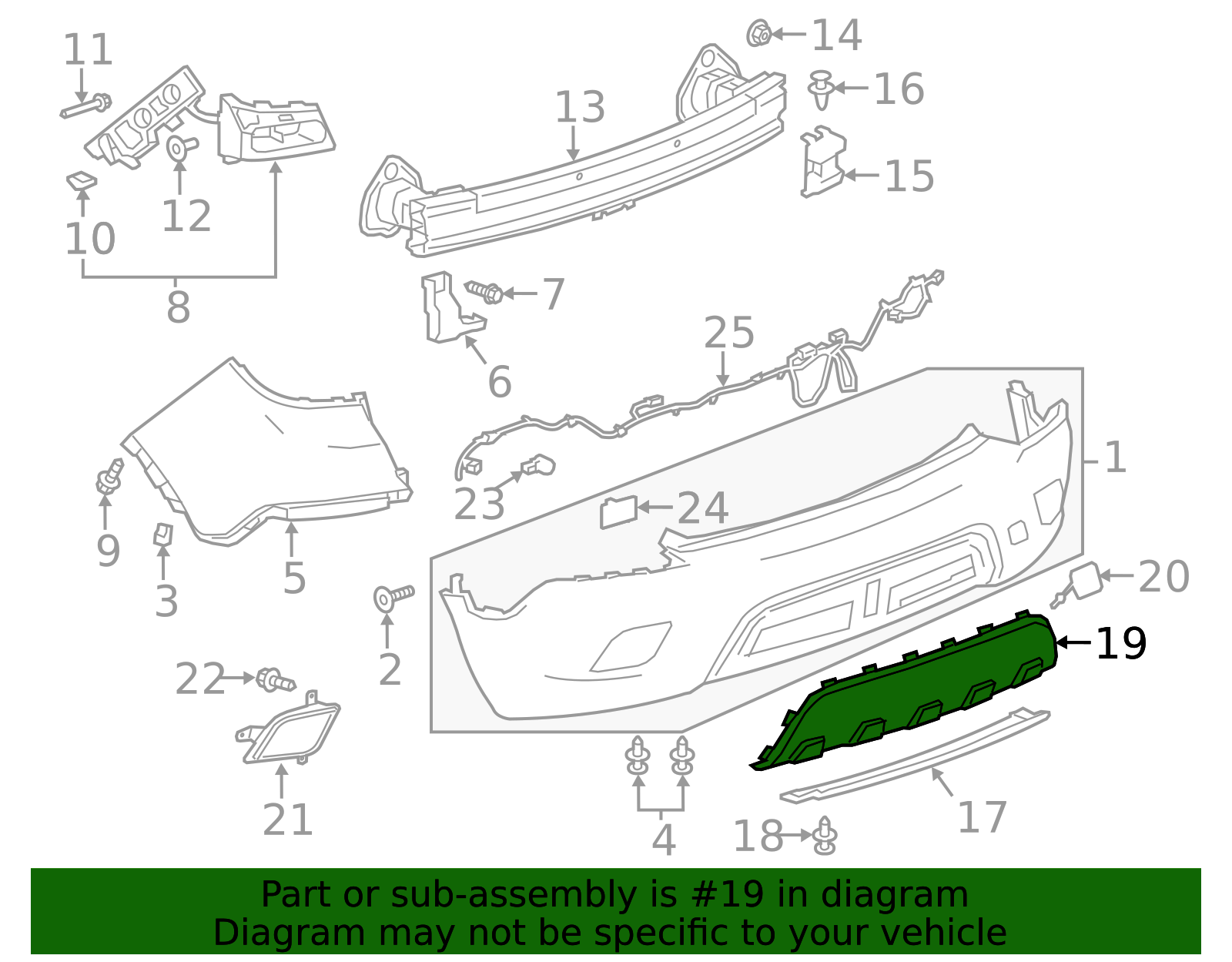 2013-2016 Buick Encore Rear Bumper Fascia Lower Skid Plate 25980563 ...