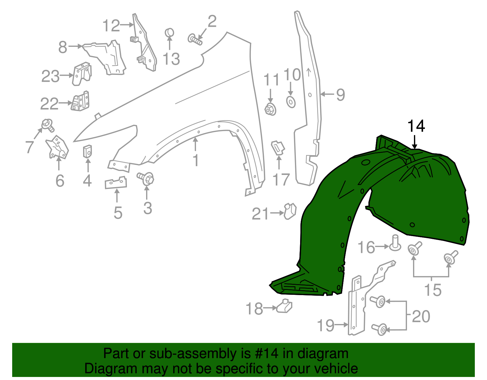 2018-2024 Chevrolet Fender Liner 87844736 | GM Parts Center