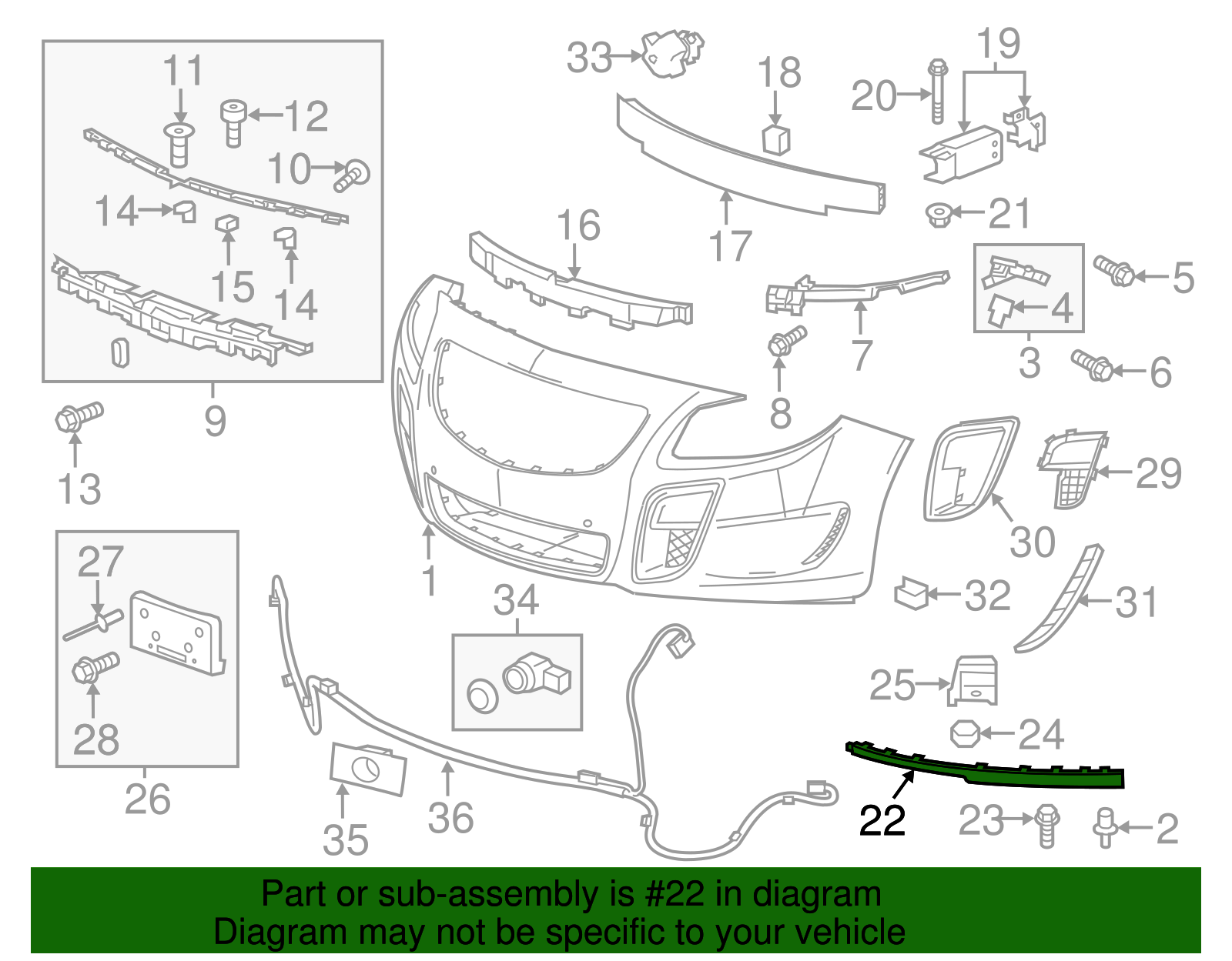 2012-2017 Buick Regal Anthracite Passenger Side Front Bumper Fascia ...