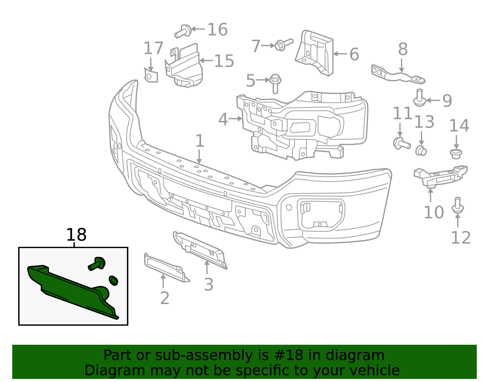 2015-2019 GMC Anthracite Front License Plate Mount Trim Cover 23180723 ...