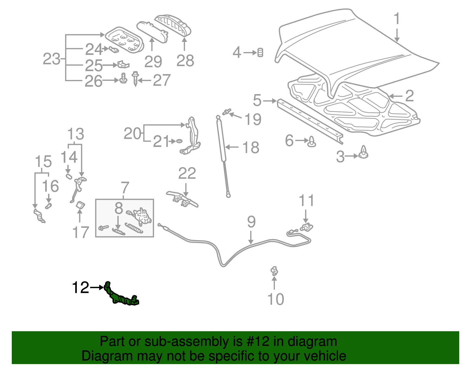 2002-2014 Toyota Protector, Hood Lock Release Lever 53525-AA030 | OEM ...
