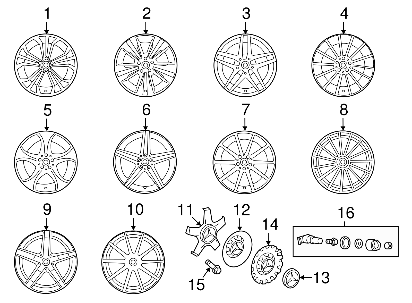 Wheel AMG 5-Twin-Spoke 48.3 Cm (19 Inch) 222-401-00-00-64-7X21 | MB OEM ...