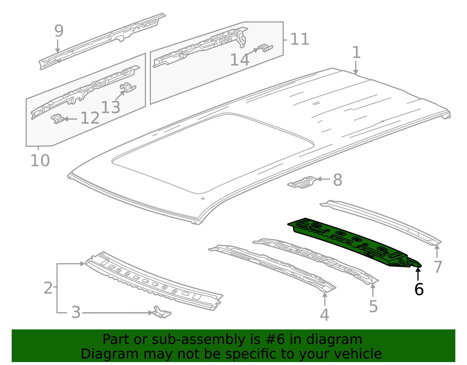 2021-2025 GM Roof Panel Number 7 Bow 84673171 | Courtesy Parts
