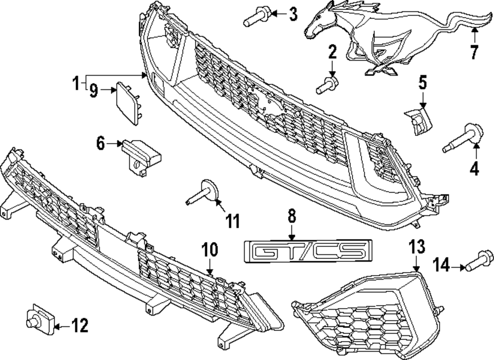 PR3Z-8200-CAPTM - Upper Grille 2024-2025 Ford Mustang | Ford OEM Parts ...