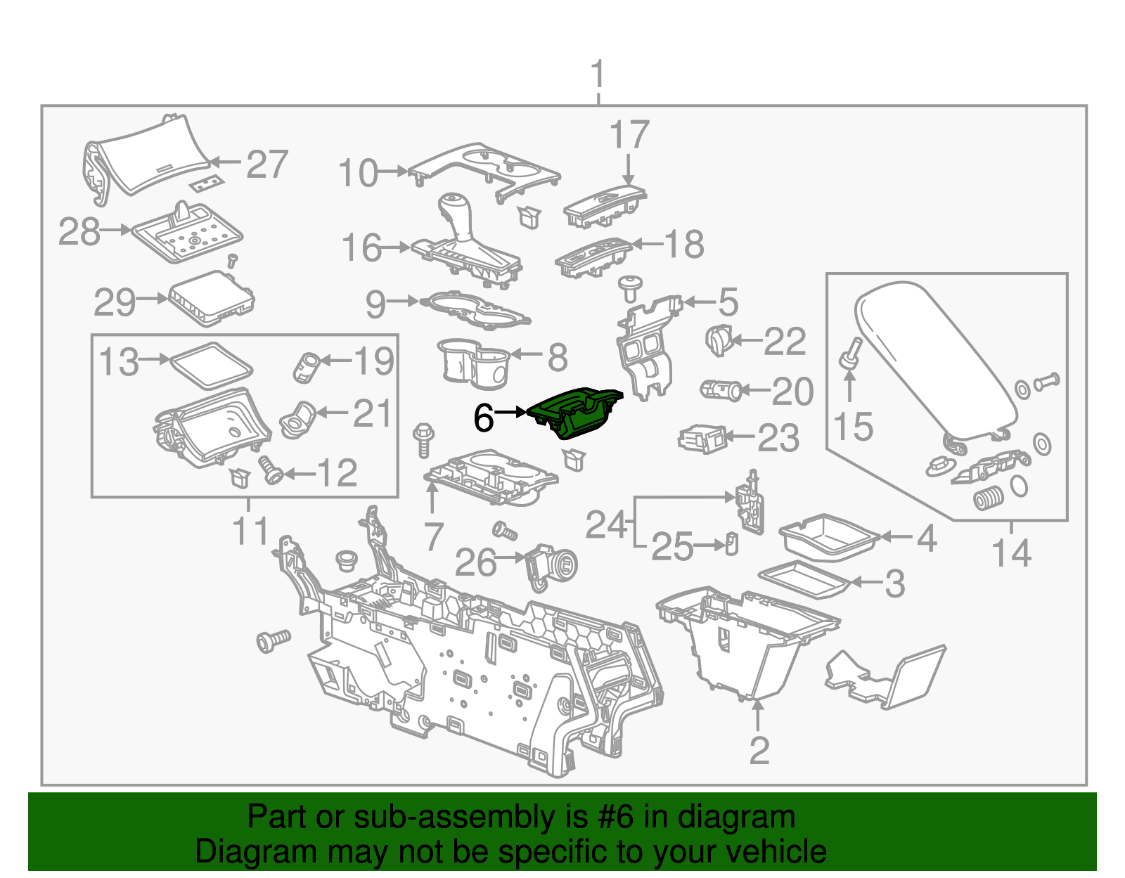84185750 - 2020 Chevrolet Impala - Black Front Floor Console Front ...
