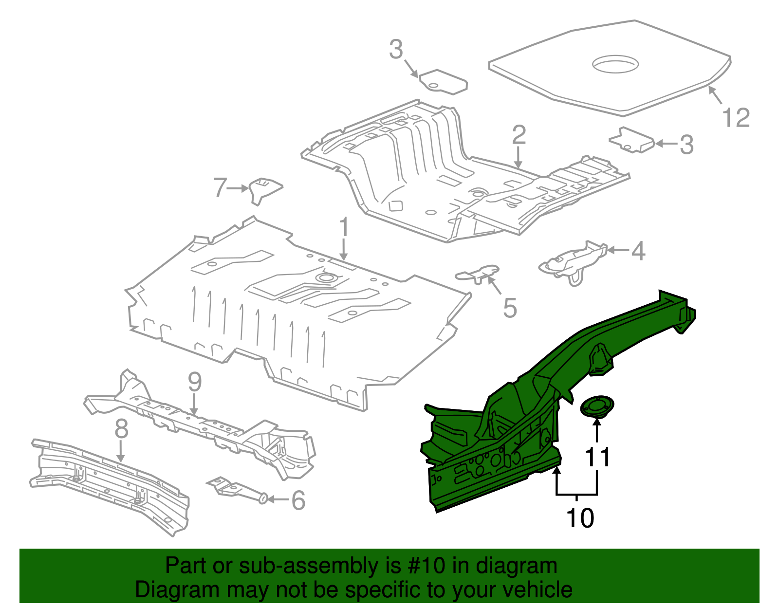 2013-2015 Chevrolet Spark Rear Driver Side Underbody Rail Assembly ...