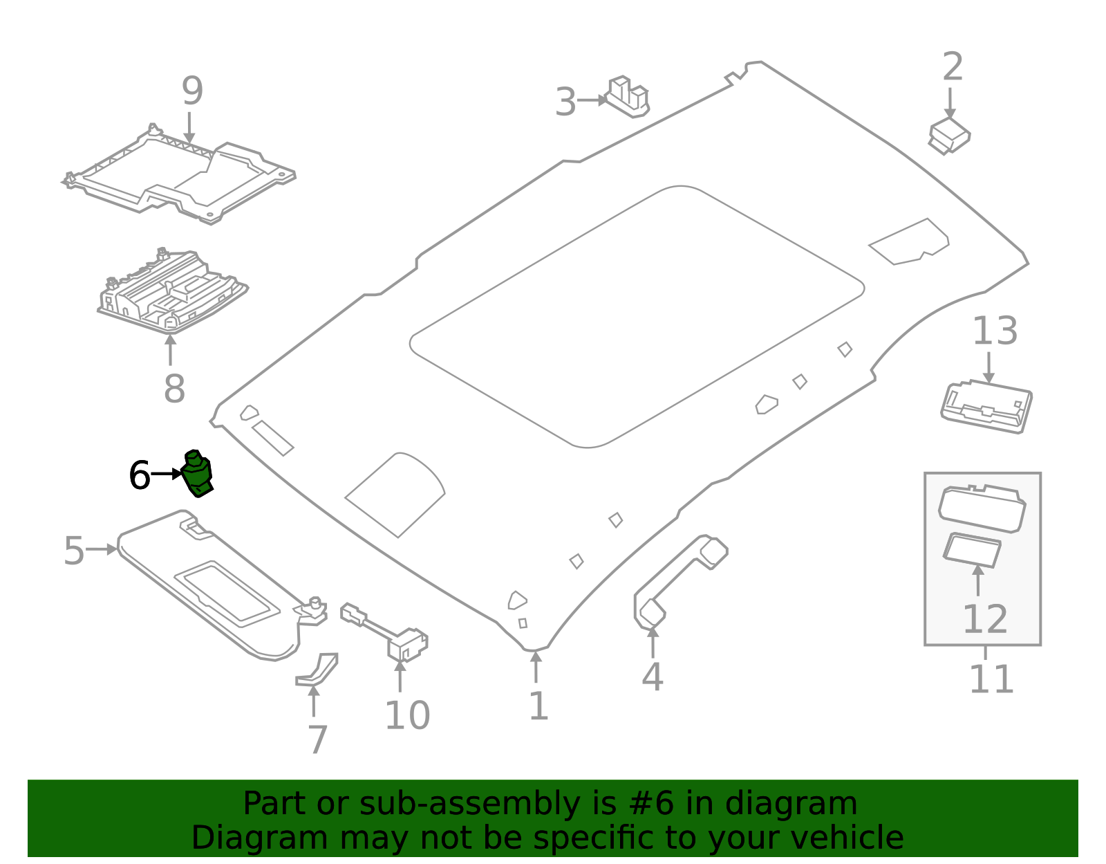 2013-2025 Nissan Sun-Visor Holder 96409-9DM0B | QuirkParts