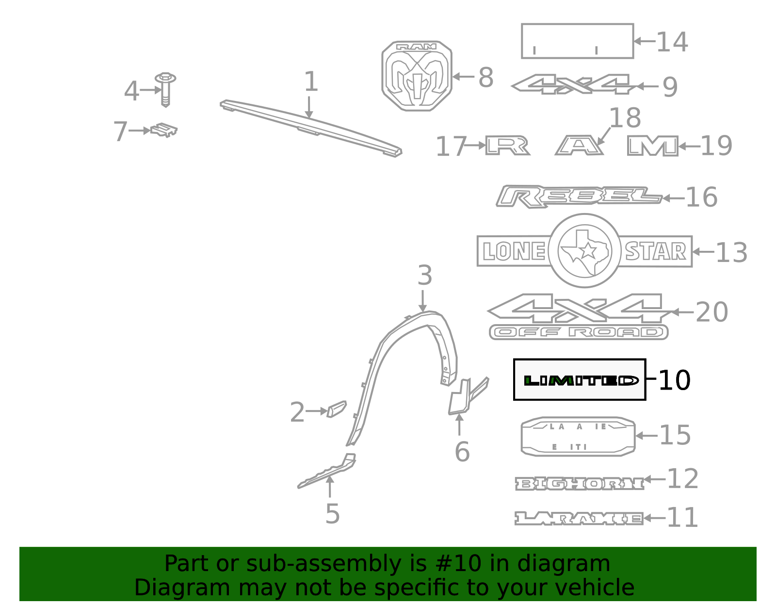 68477490AA - Side Rail Flange Seal Kit | Mopar Parts Canada