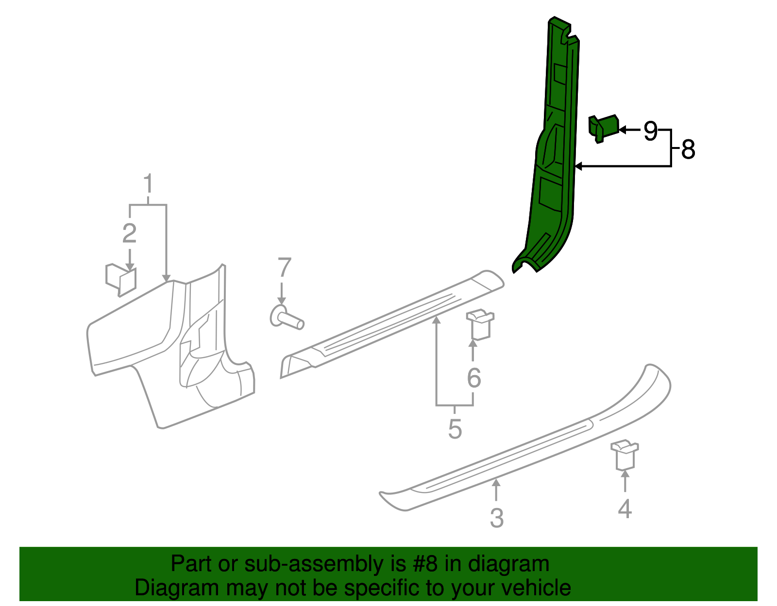 2003-2006 Chevrolet SSR Lock Pillar Trim 15786638 | Shop Matick Buick GMC
