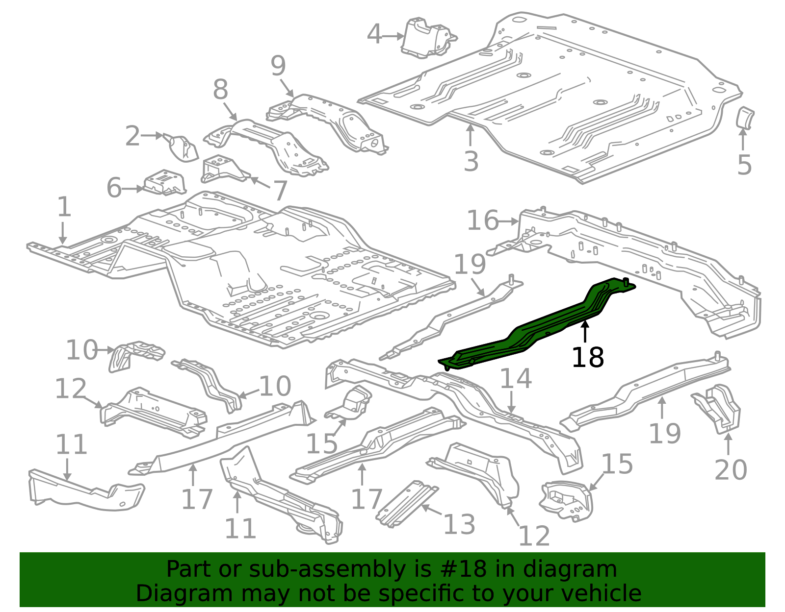 Rear Floor Panel Reinforcement 20902698 GM | GMPartsDirect.com
