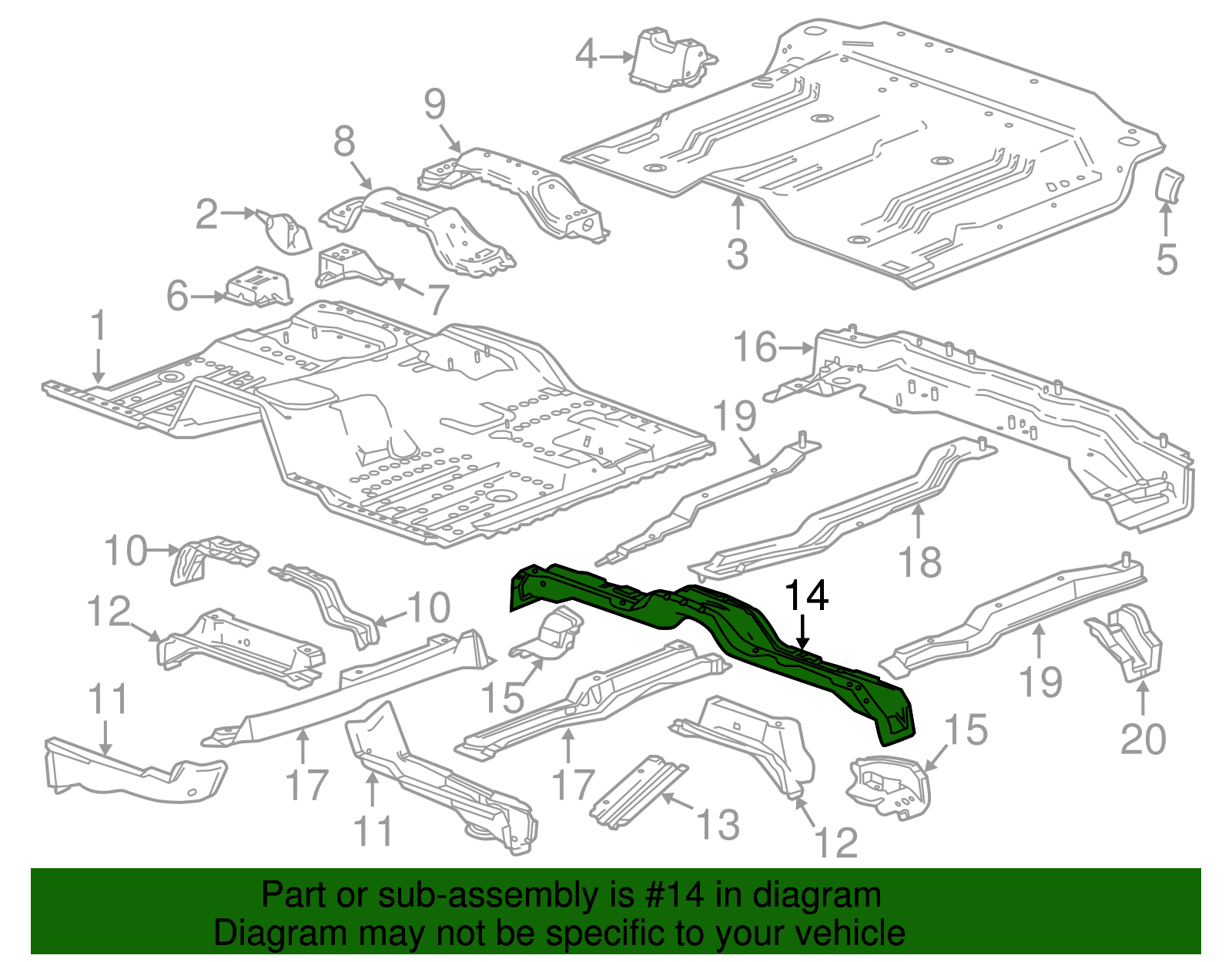 20985724 - 2014-2019 GM - Number 2 Underbody Cross Sill | Partners Chevy